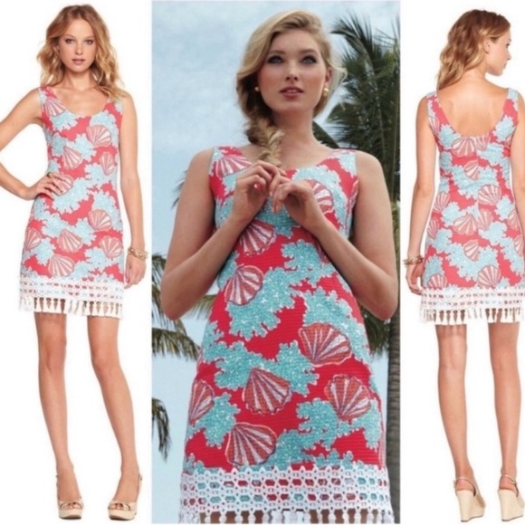Lilly Pulitzer | Dresses | Lilly Pulitzer Pink And Blue Shell Print ...